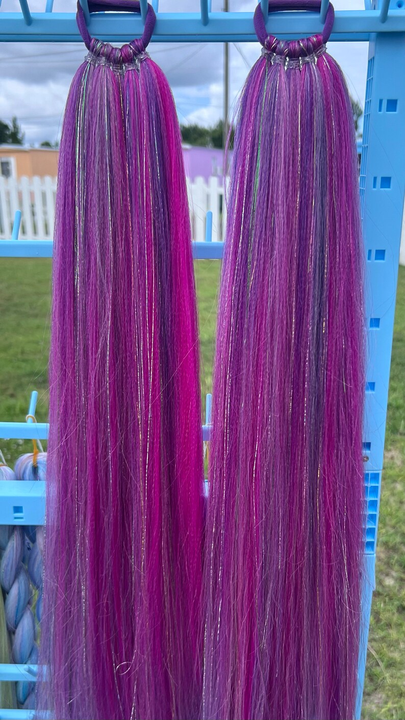 Set of 2 Tie in Festival Hair Mix Unbraided Rave Ponytail Pre-mixed ...