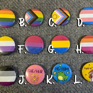 PRIDE and PRONOUNS LGBTQIA Button Style Pin Series Handmade With Custom ...