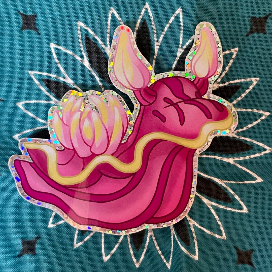 Sea Slug Pink Glitter Sticker - Etsy