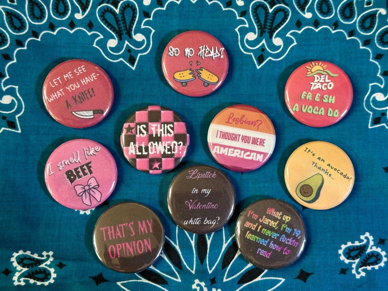 5 RANDOM VINE QUOTES Button Style Pins Series 1 Handmade - Etsy