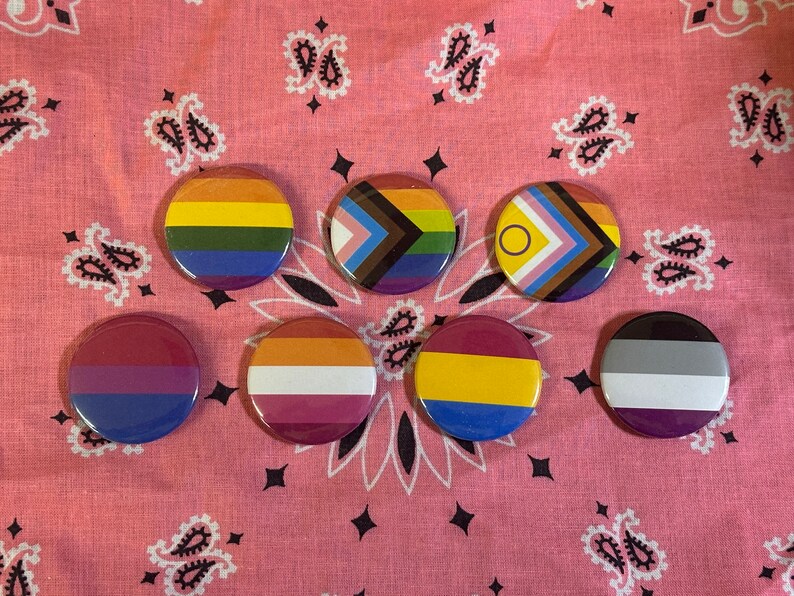 PRIDE and PRONOUNS LGBTQIA Button Style Pin Series Handmade With Custom ...