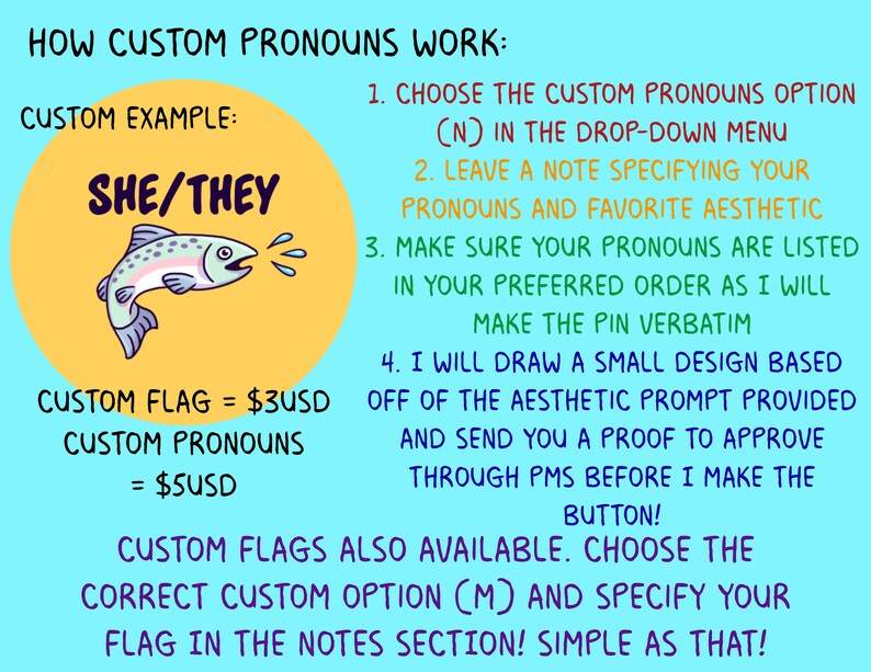 PRIDE and PRONOUNS LGBTQIA Button Style Pin Series Handmade With Custom ...