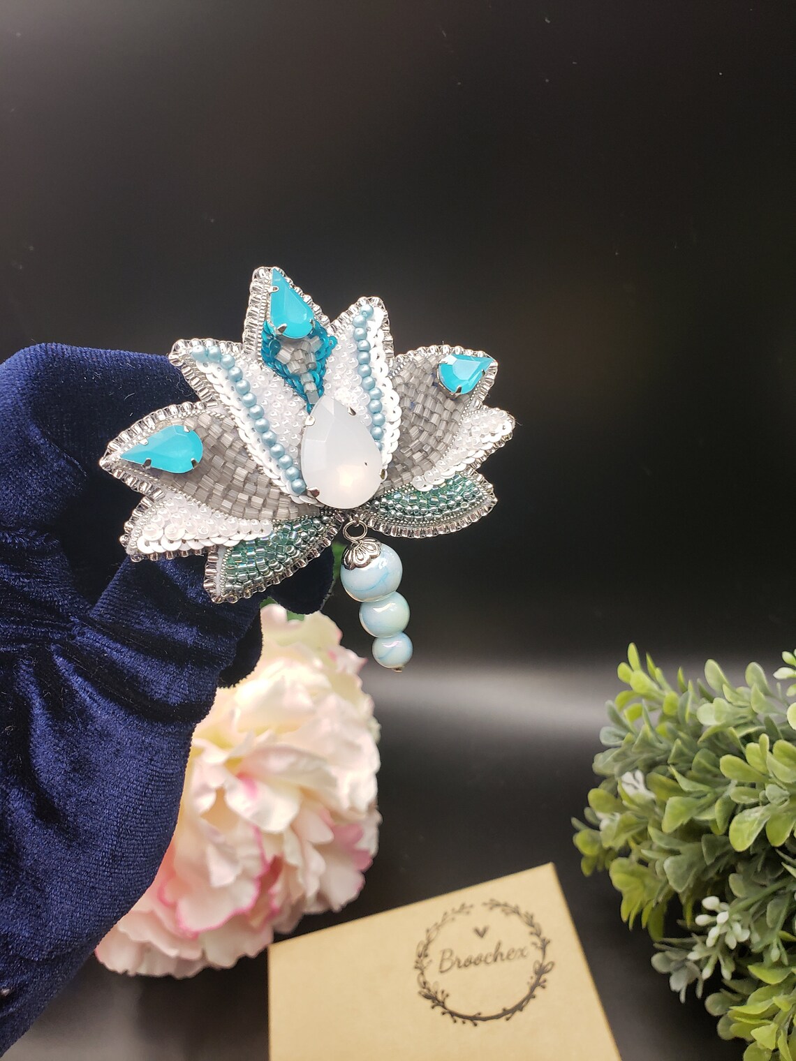 Beaded Lotus Brooch: Water Lily Pin - Etsy