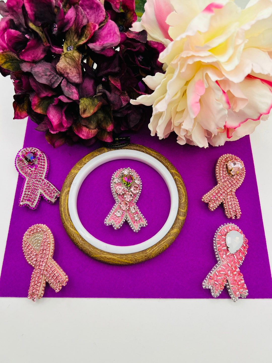 Pink Ribbon Lapel Pin Cancer Awareness Brooch Crystal Pink Pin - Etsy