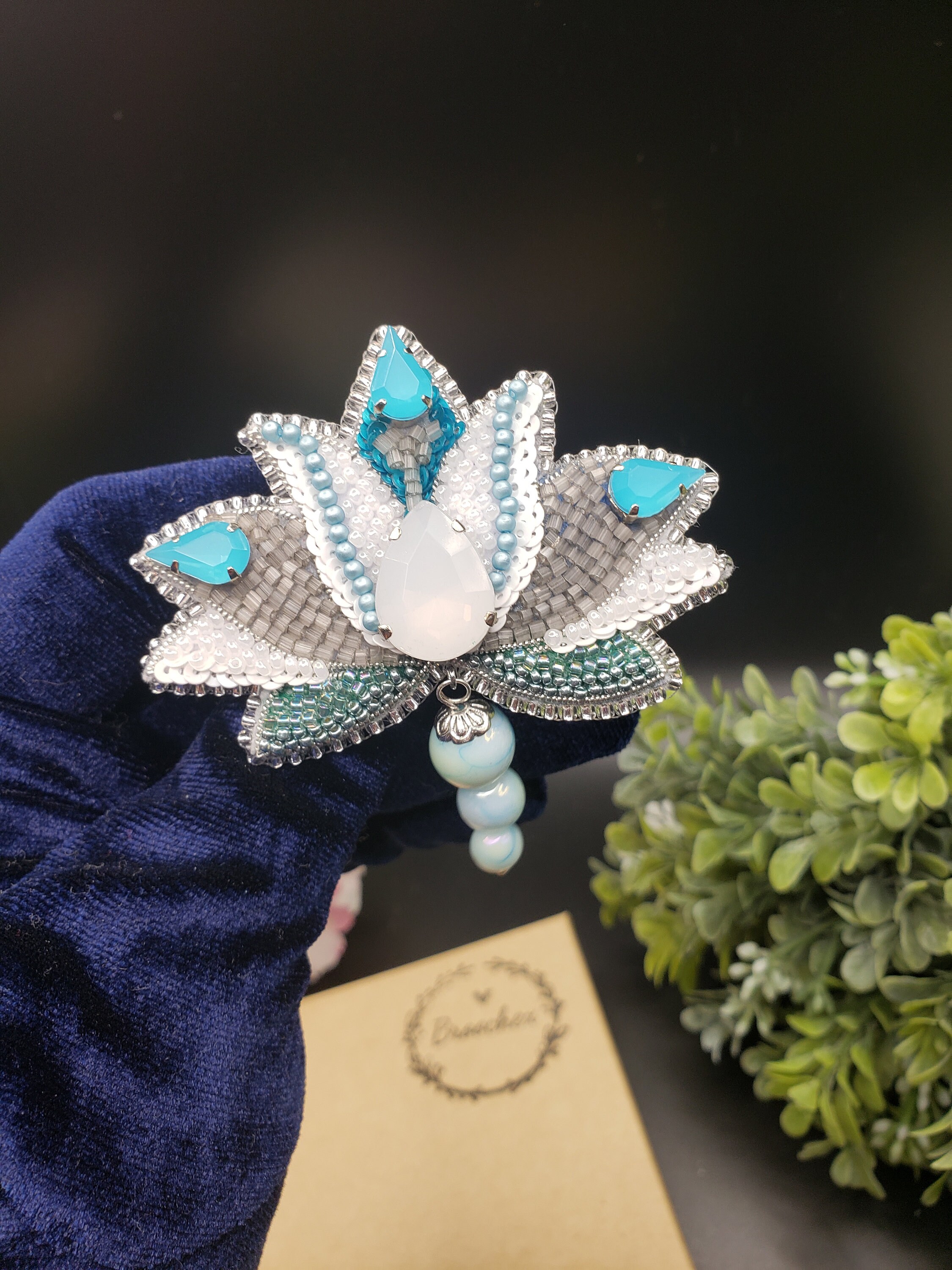 Beaded Lotus Brooch: Water Lily Pin - Etsy