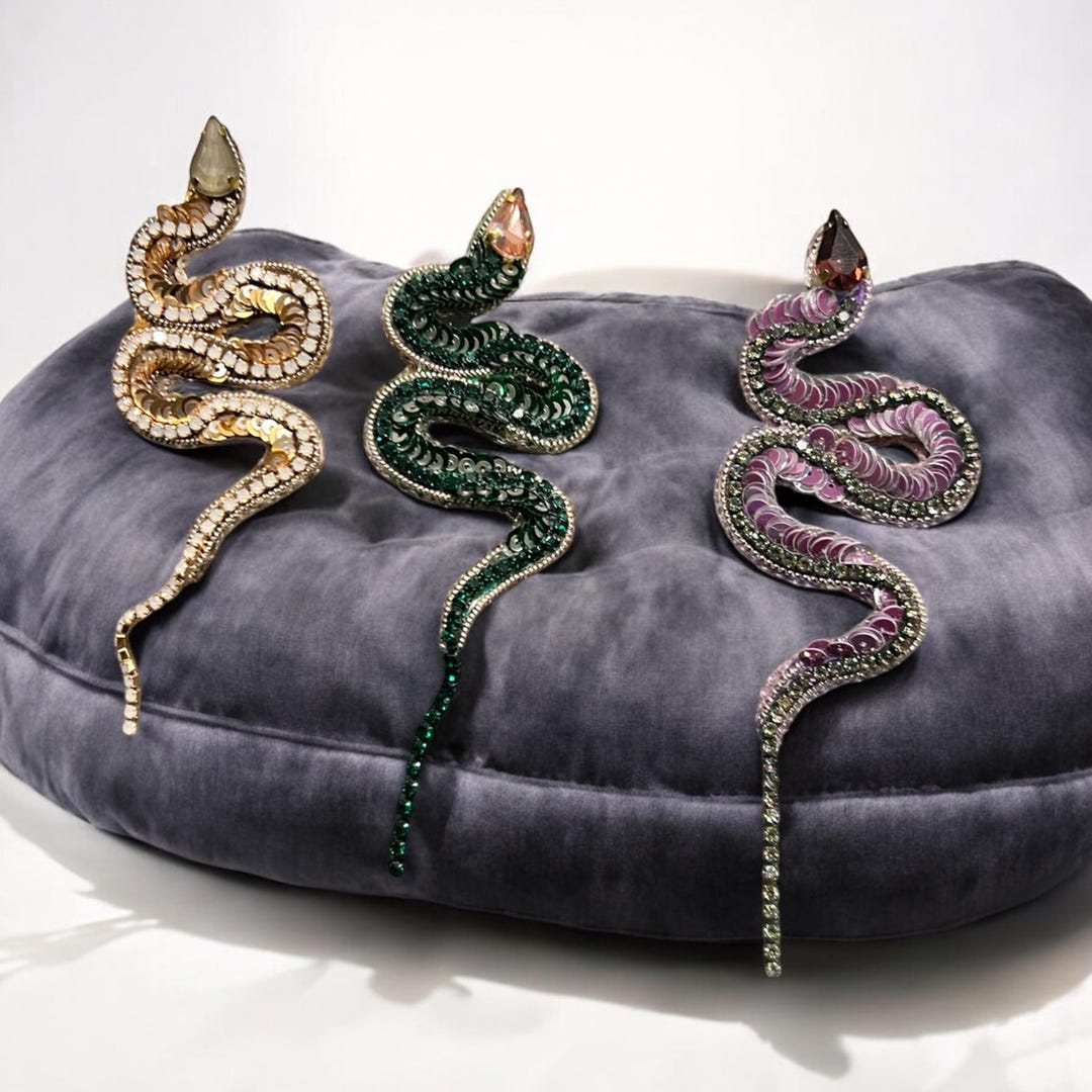 Handcrafted Snake Pin, Crystal Serpent Pin - Etsy