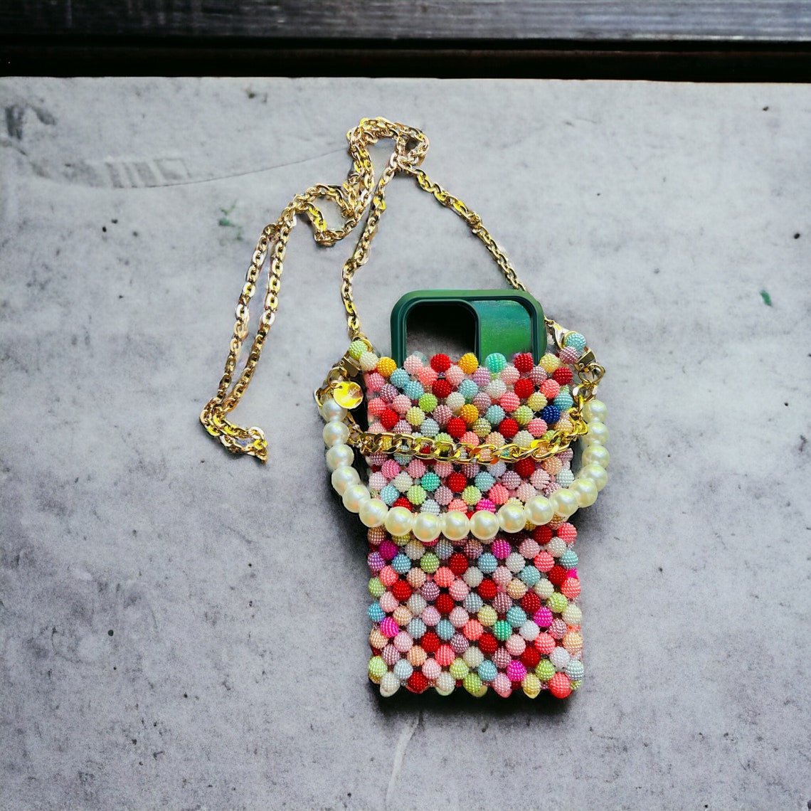 Beaded Phone Bag, Small Beaded Crossbody, Summer Phone Clutch, Gift ...