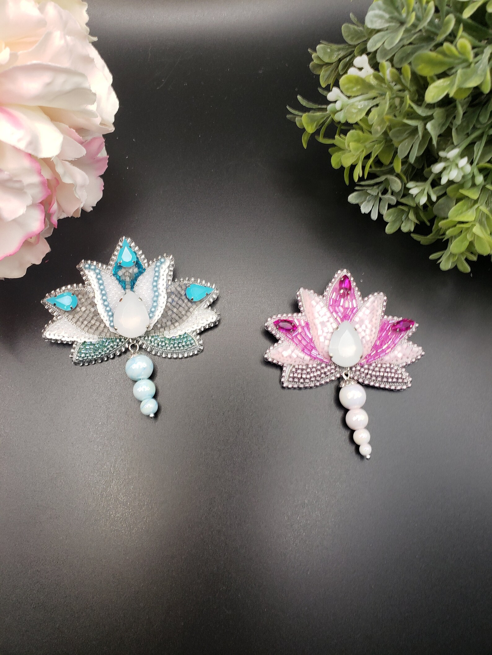 Beaded Lotus Brooch: Water Lily Pin - Etsy
