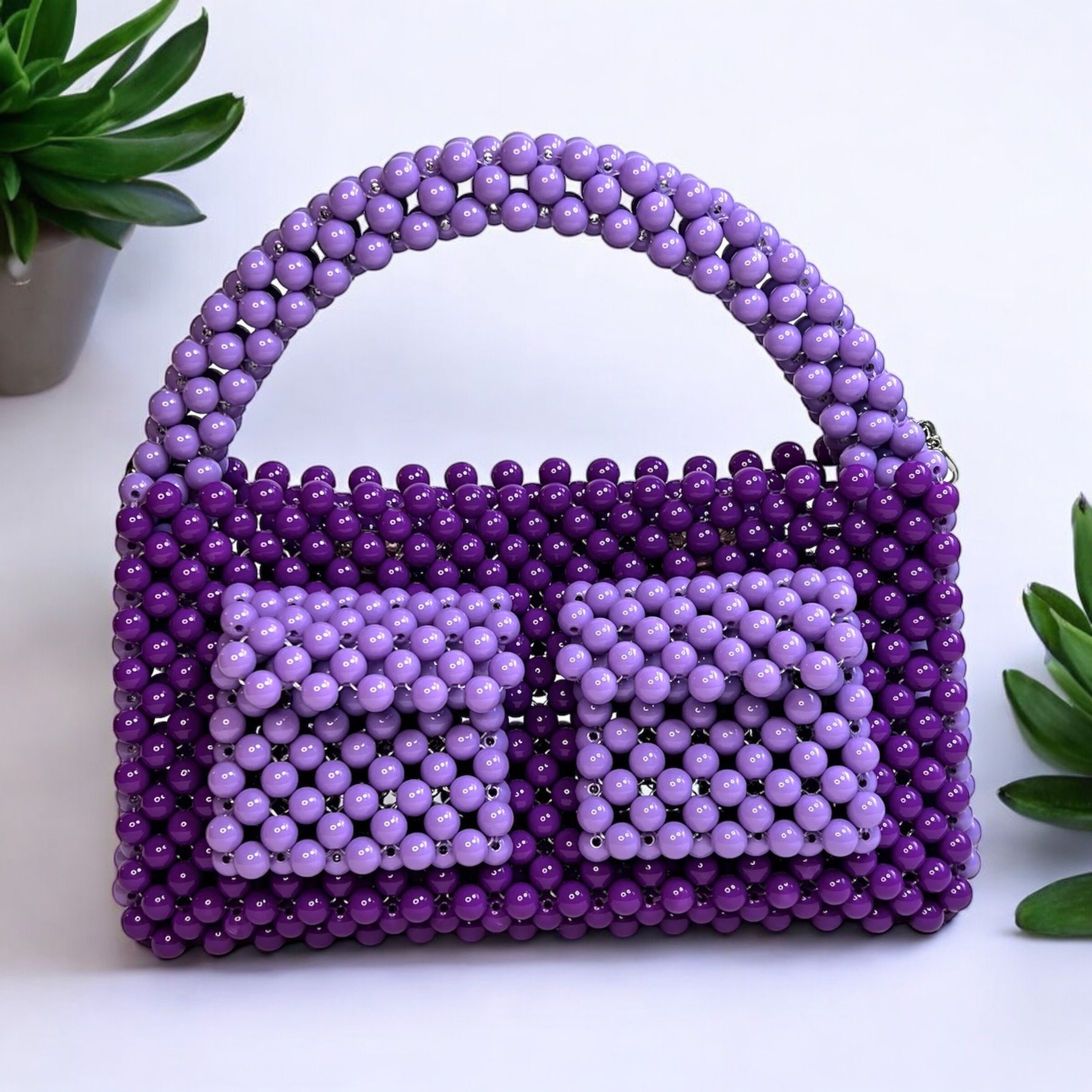 Handmade Acrylic Beaded Bag: Modern Summer Handbag - Etsy