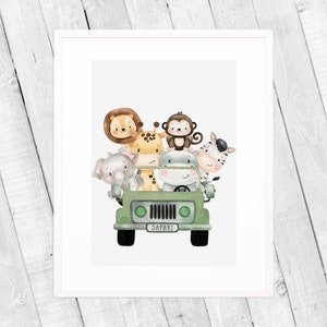 PNG Tropical Jungle Safari Animals Car, Kids Sublimation, Baby Shower ...