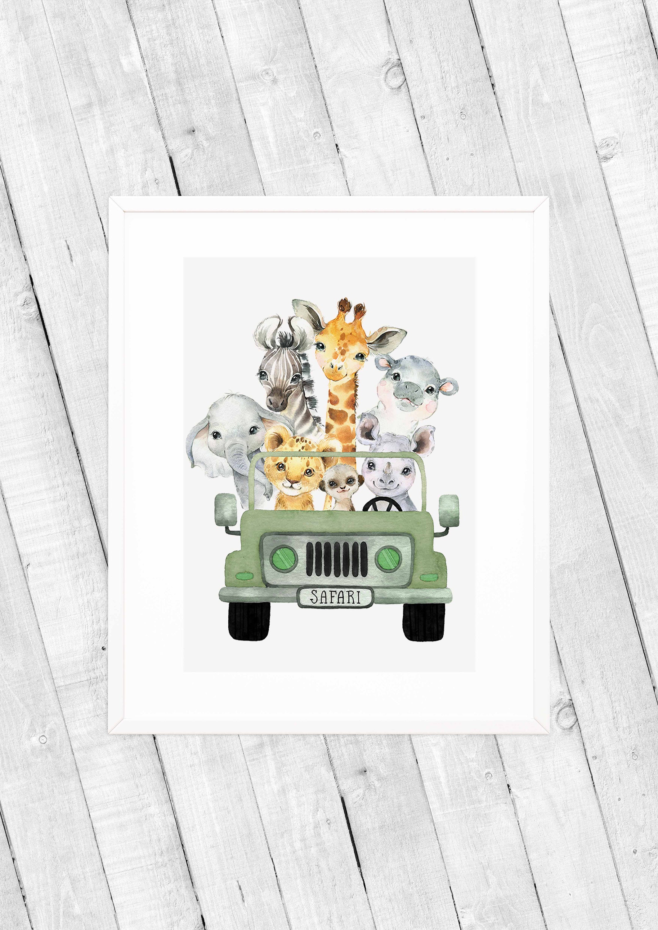 Set 2 PNG Tropical Jungle Safari Animals Car, Kids Sublimation, Baby ...