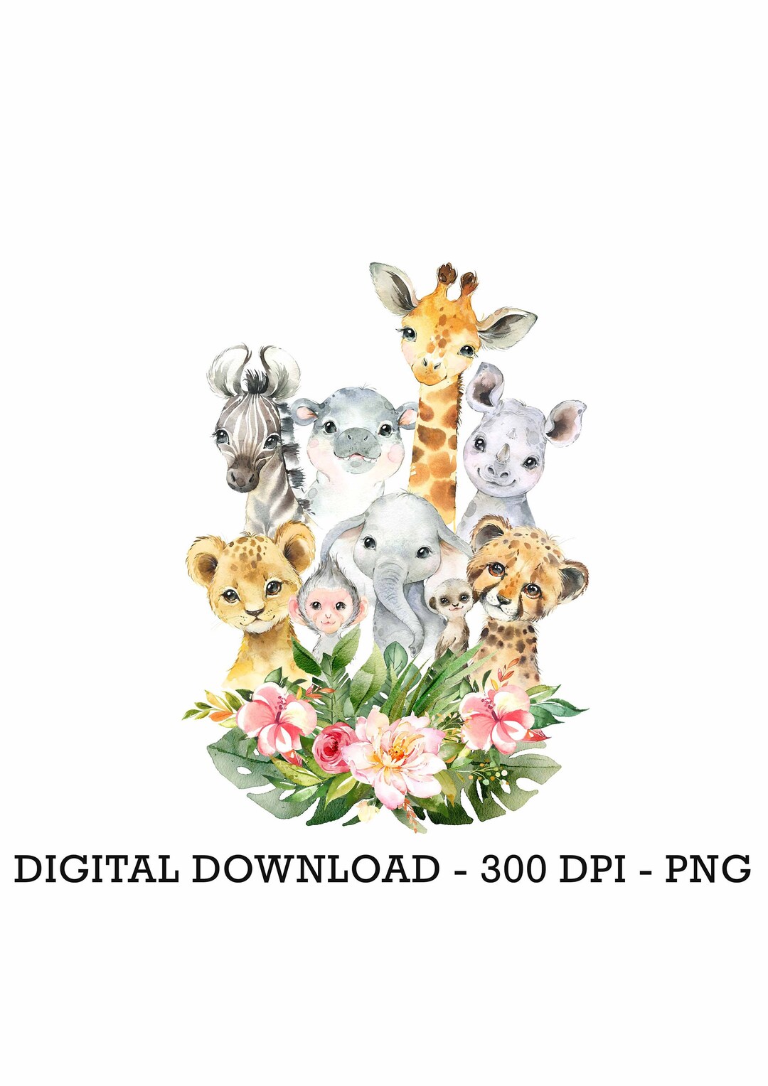 PNG Tropical Jungle Safari Animals Car, Kids Sublimation, Baby Shower ...