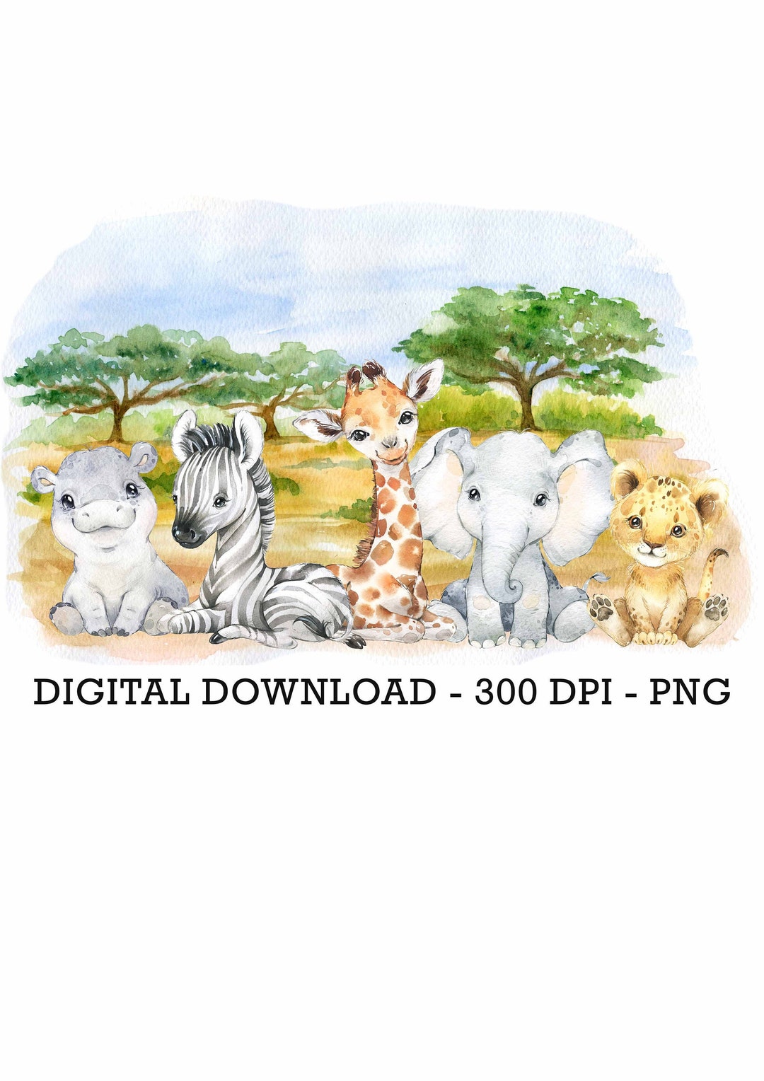 PNG Tropical Jungle Safari Animals Car, Kids Sublimation, Baby Shower ...