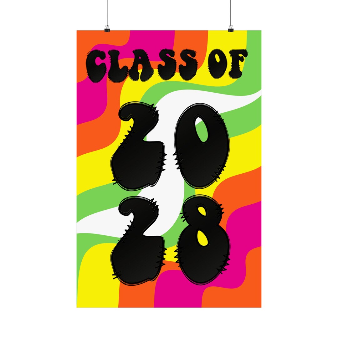 Colorful Class of 2028 Poster, Graduation Posters, Dorm Decor, Retro ...
