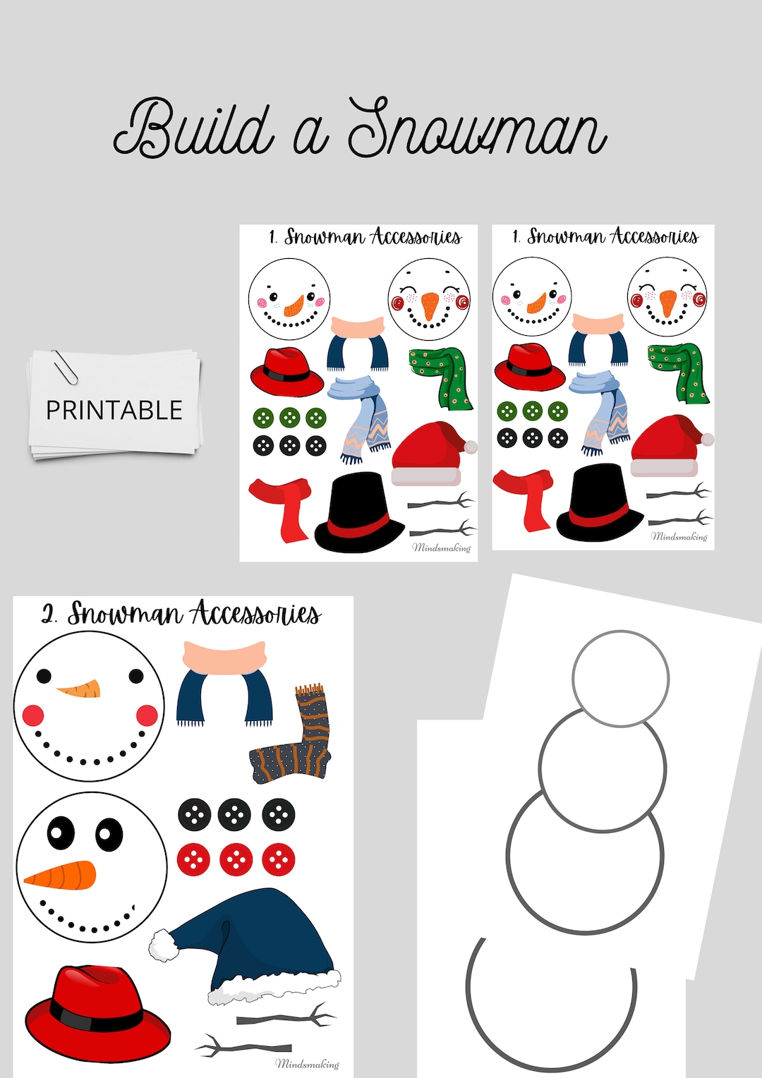 Printable "build a Snowman" Worksheet, Dress up Game and Educational ...