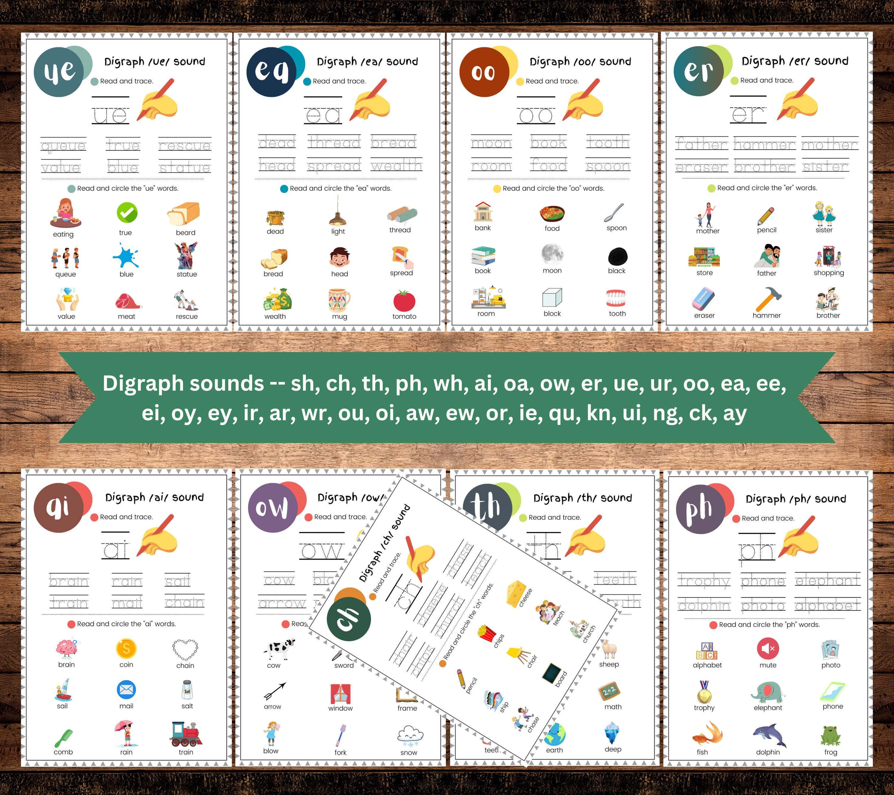 Digraph Phonics Practice Worksheets – 32 Interactive Handwriting Pages ...