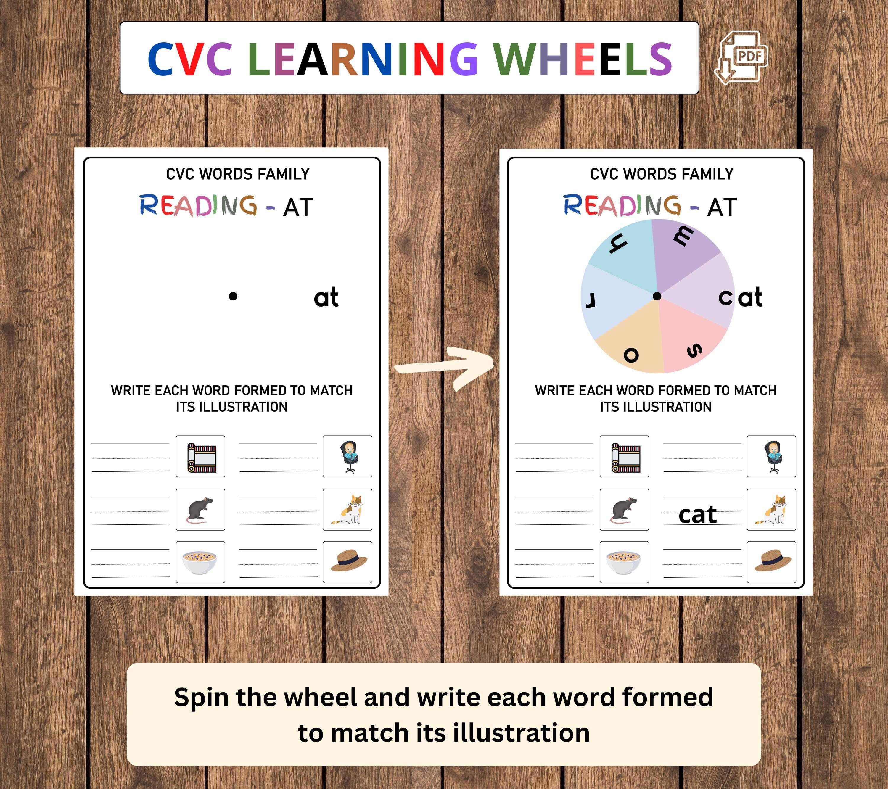 Spin & Spell CVC Word Family Wheels – Interactive Phonics Tool for Kids ...