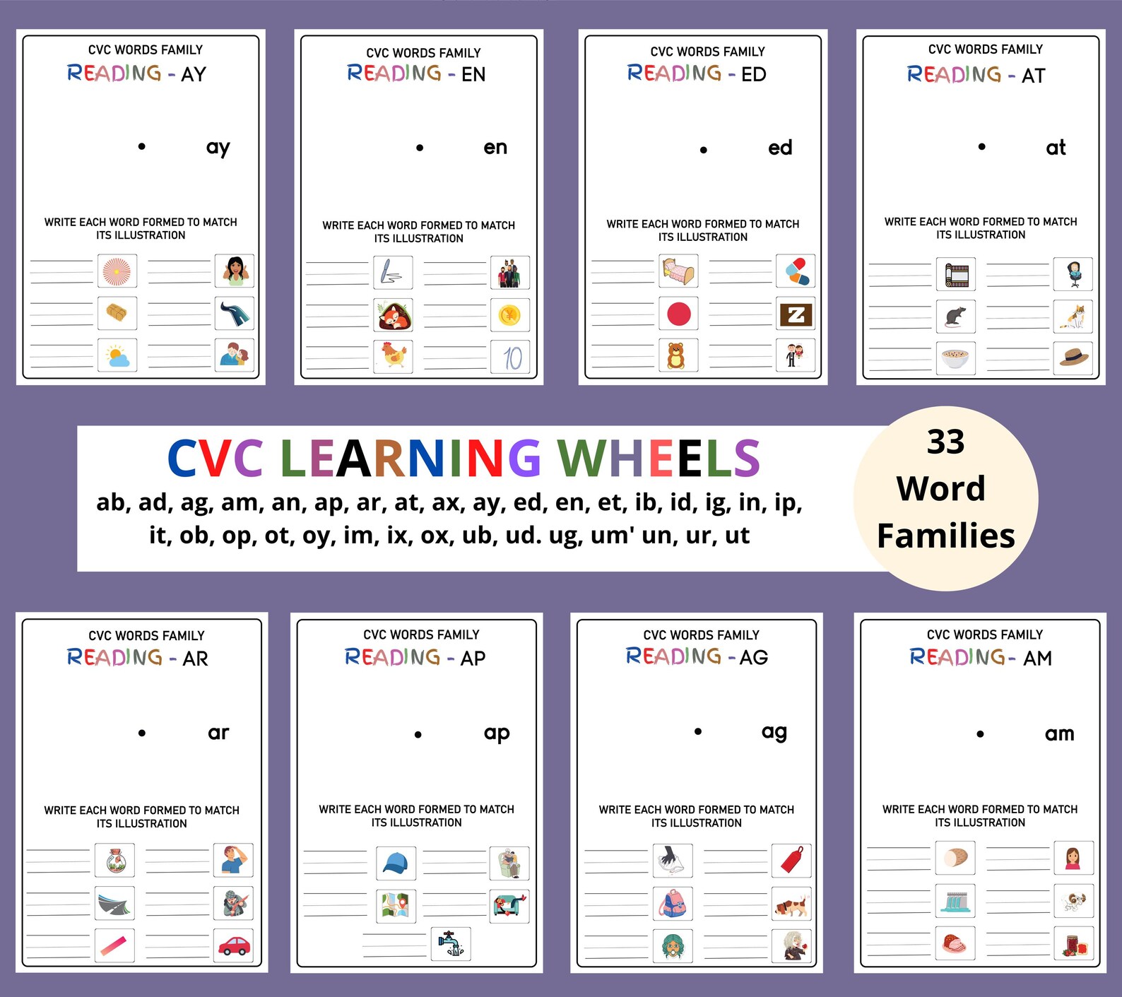 Spin & Spell CVC Word Family Wheels – Interactive Phonics Tool for Kids ...