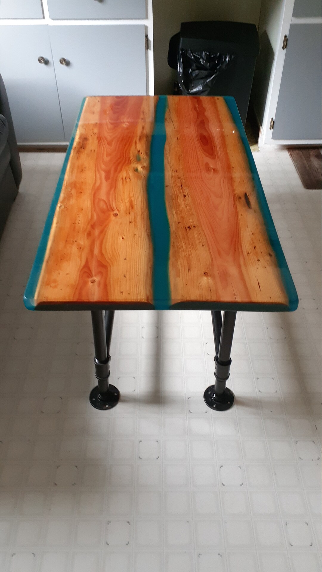 Fir Slab River Table With Pipe Fitting Base - Etsy