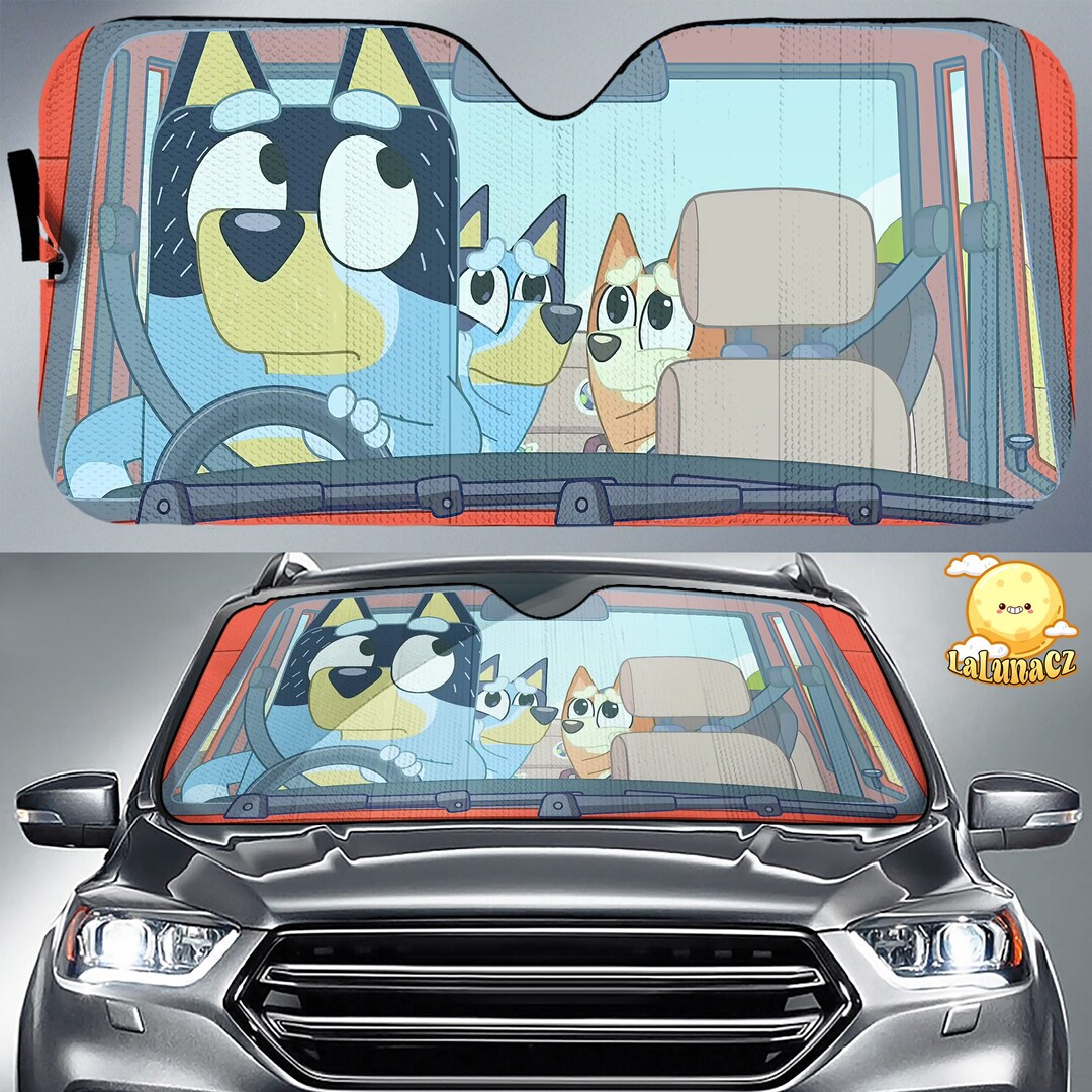 Bluey Family Car Sunshade, Cartoon Car Sunshade, Bluey Car Sunshade ...