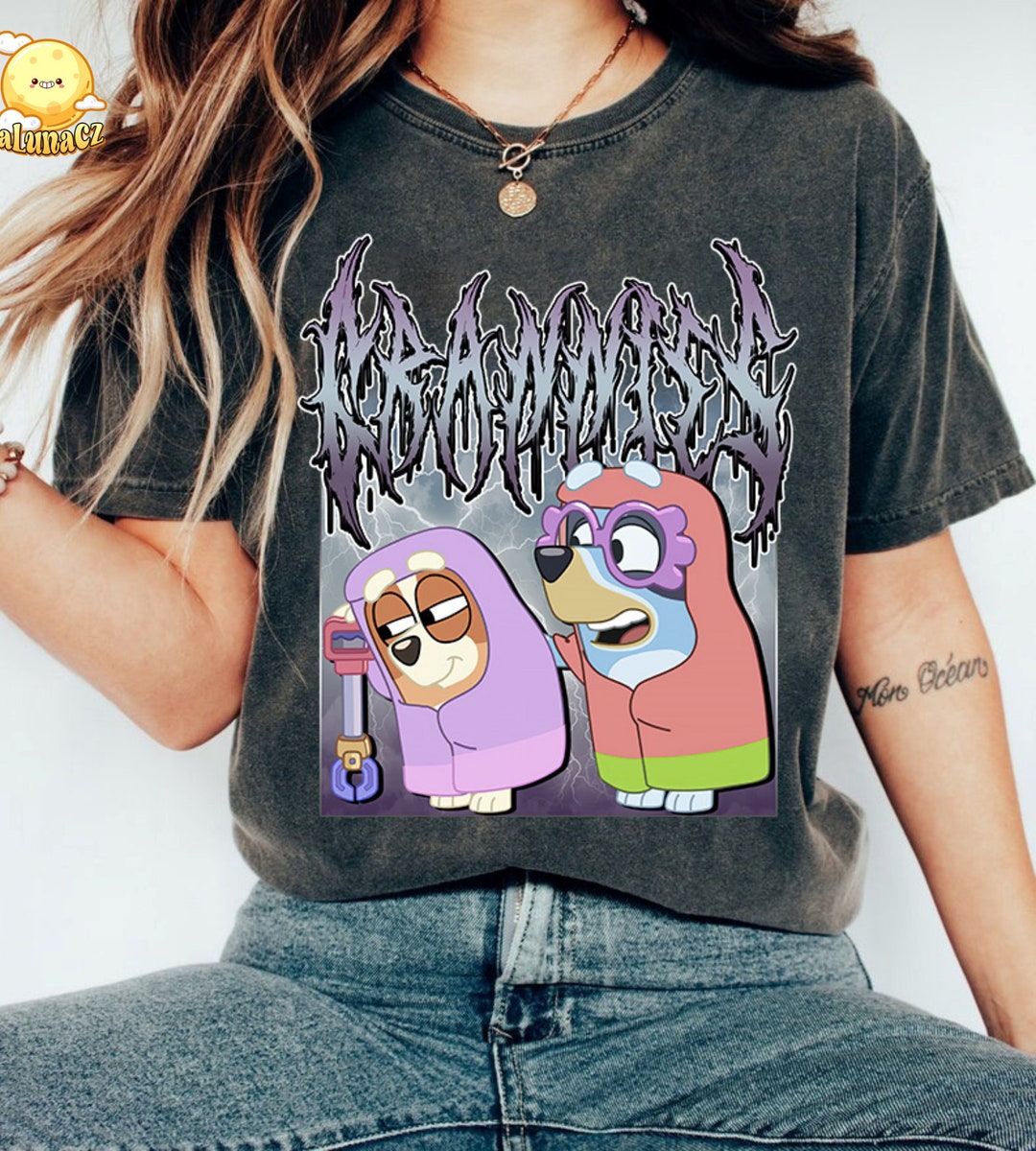 Bluey Janet and Rita Tee Bluey Granny Heavy Metal Tee Nice Parking Spot ...