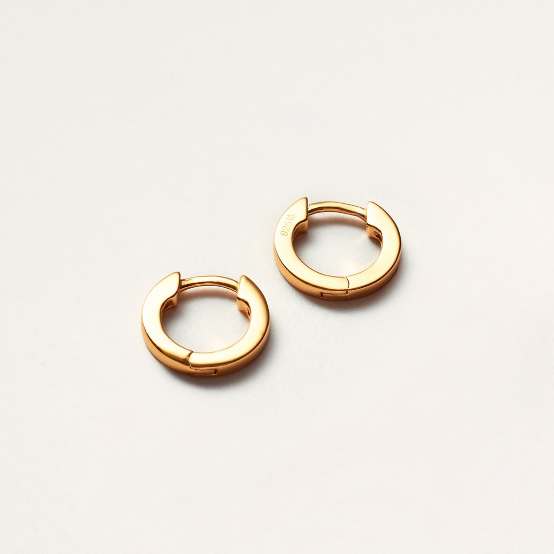 8mm 'easy' Huggies - 925 Sterling Silver 18k Gold Plated - Mini Gold ...