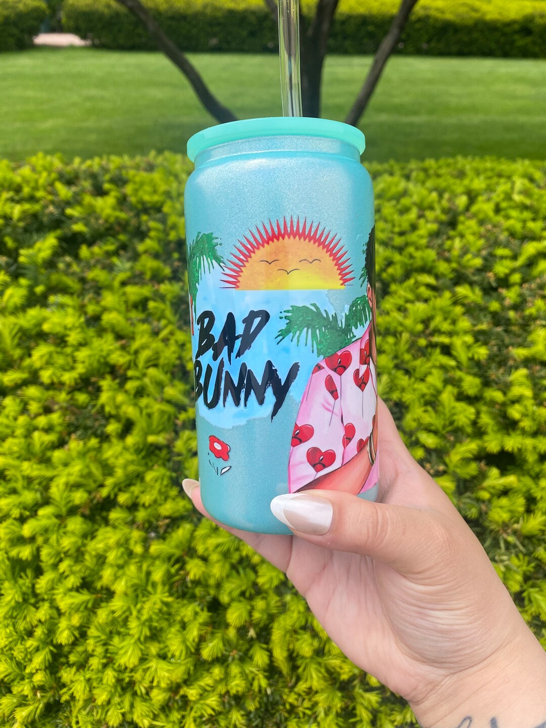 Bad Bunny 16oz Glass Cup Un Verano Sin Ti Aesthetic Glass Coffee Cup ...