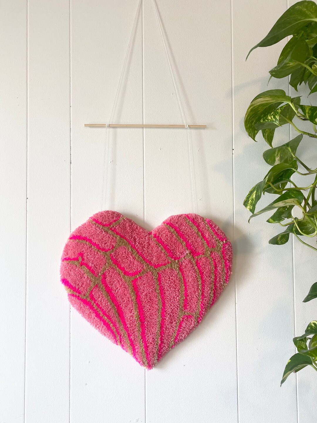 Mini Hanging Concha Pan Dulce Rug Heart Shaped Tufting Handmade Cut ...