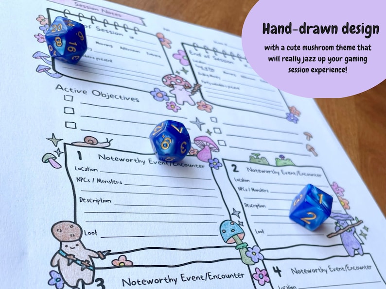 Dnd Session Notes & Coloring Page Mushrooms - Etsy Australia