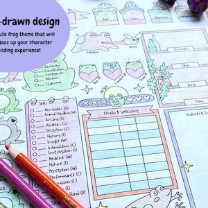 Dnd 5e Character Sheet & Coloring Page - Frogs - Etsy