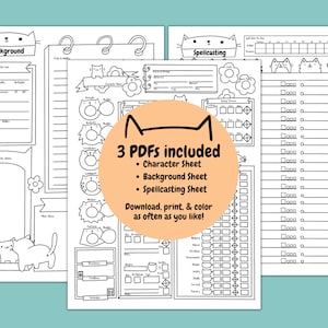 Pathfinder 2e Character Sheet & Coloring Page - Kitties - Etsy