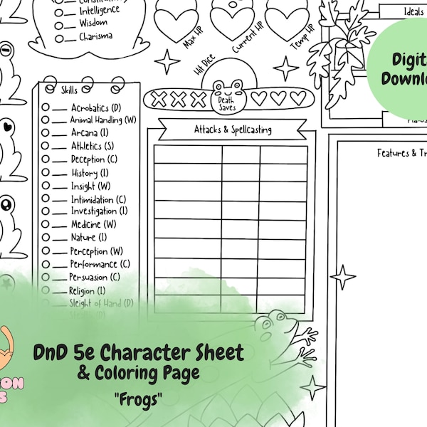Dnd 5e Character Sheet Printable: Dungeons and Dragons Dark Warlock and ...