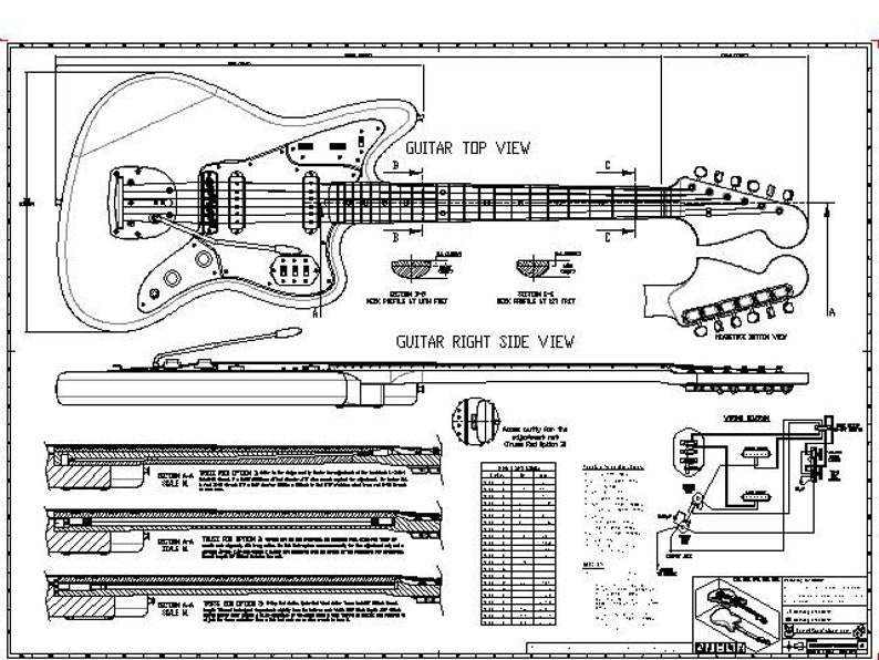 Fender Jaguar Electric Guitar 01.PDF Plans Blueprint - Etsy