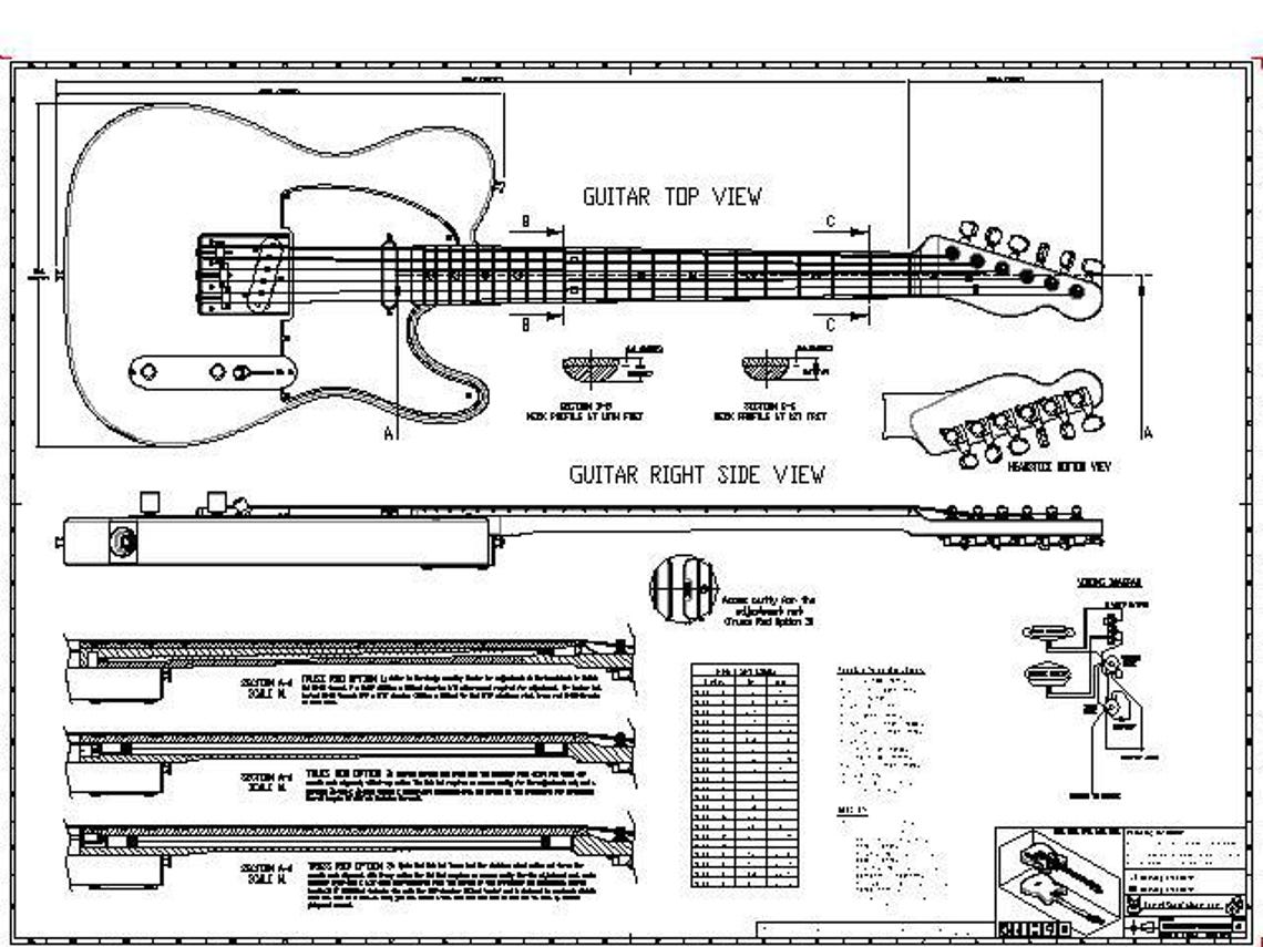 Telecaster Electric Guitar PDF Plans Blueprint 01 - Etsy