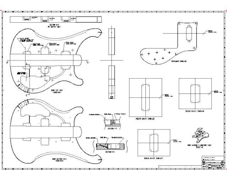 Rickenbacker 4003 - Electric Bass 01. PDF Plans Blueprint - Etsy