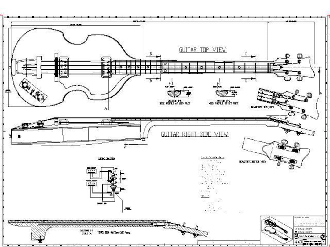 Hofner 500/1 Violin Bass PDF Plans Blueprint – Electric Bass 01 - Etsy
