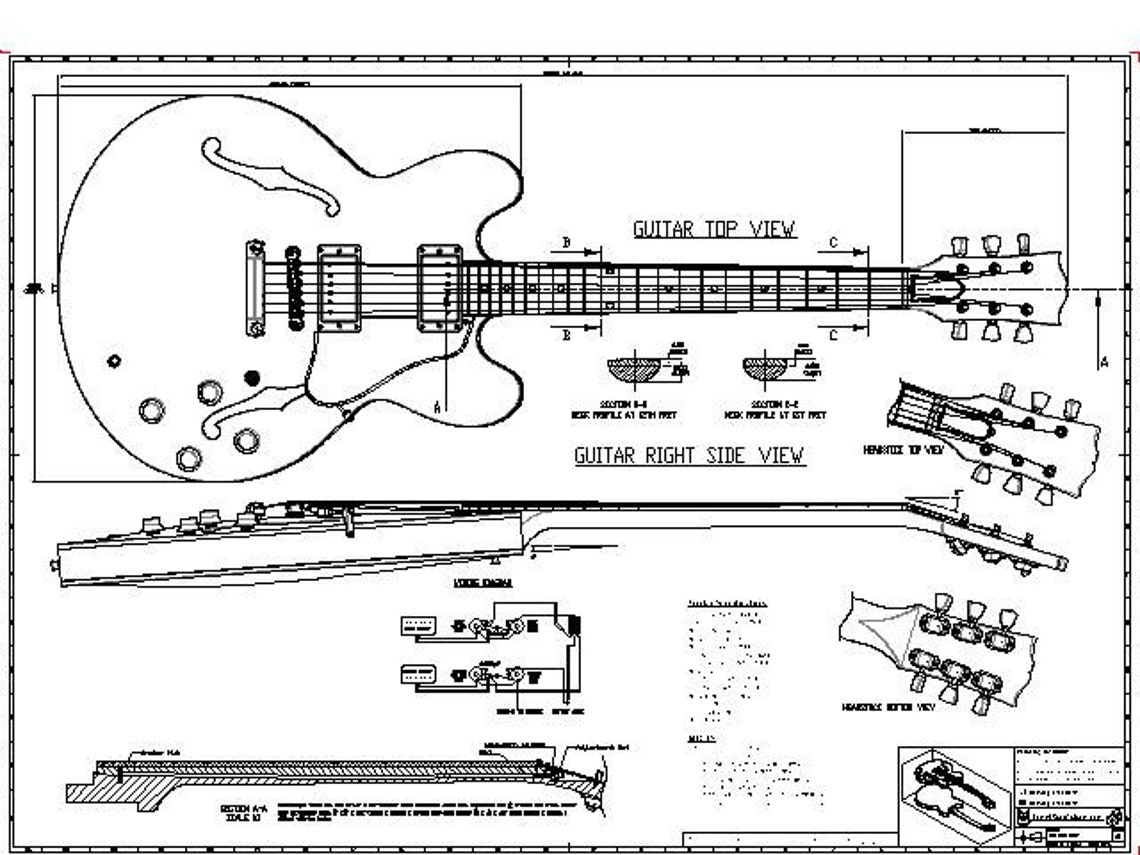 Gibson ES-335 Dot Electric Guitar 01. PDF Plans Blueprint Template - Etsy