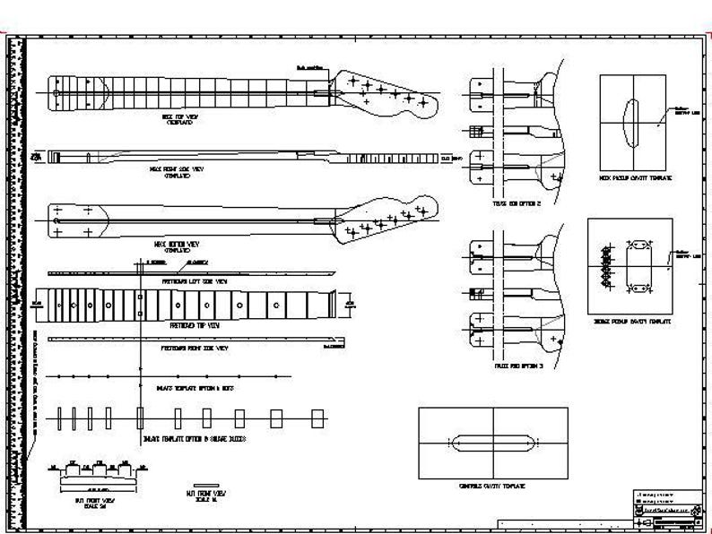 Telecaster Electric Guitar Bigsby B5 HS PDF Plans Blueprint 03 - Etsy