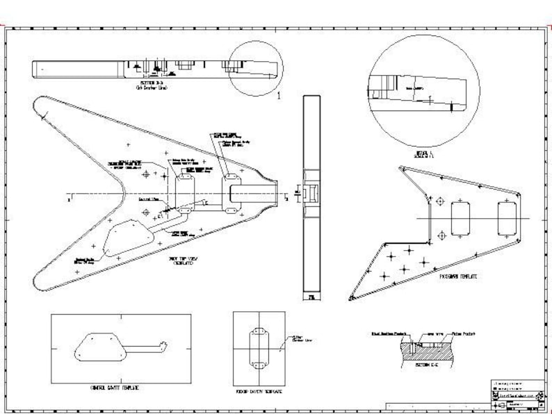 Gibson Flying V Electric Guitar 01. PDF Plans Blueprint - Etsy