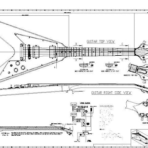 Gibson Flying V Electric Guitar 01. PDF Plans Blueprint - Etsy