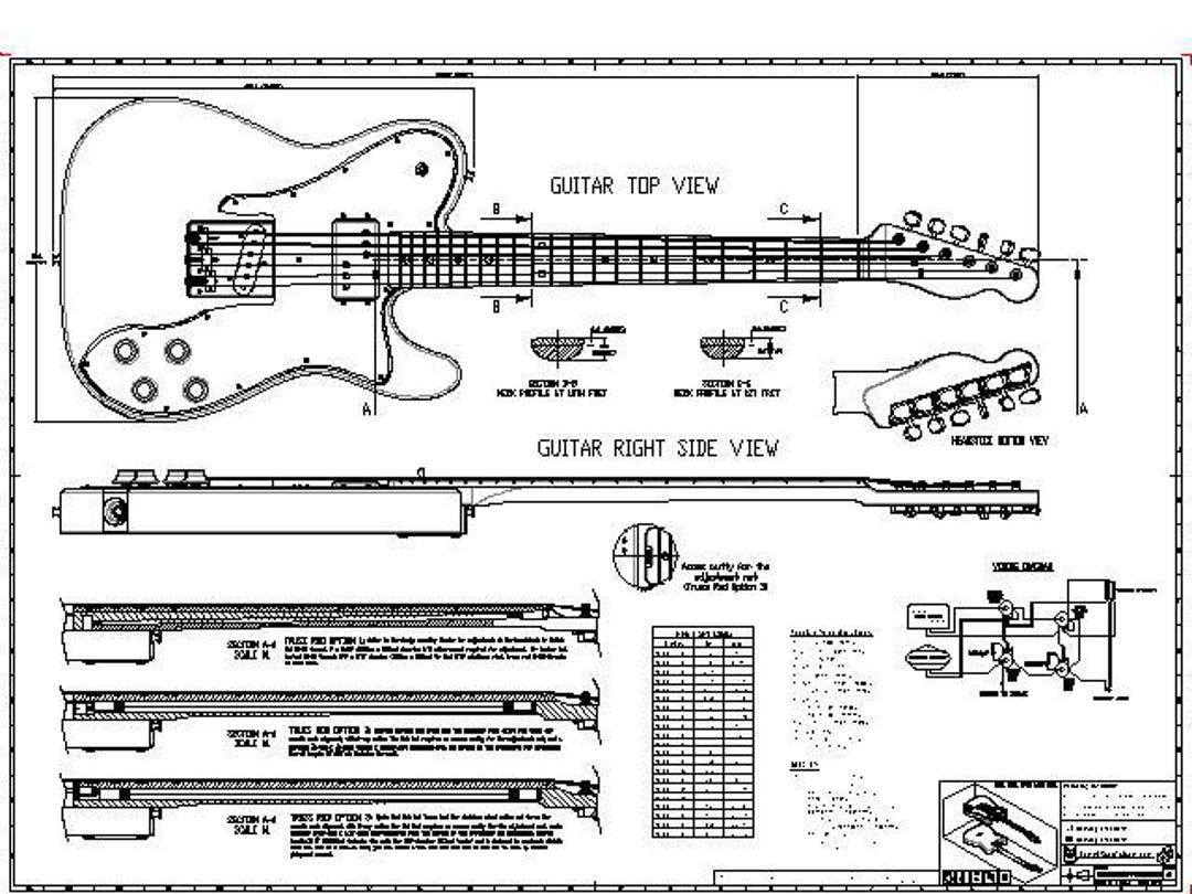 Telecaster 72 Custom Electric Guitar PDF Plans Blueprint 04 - Etsy