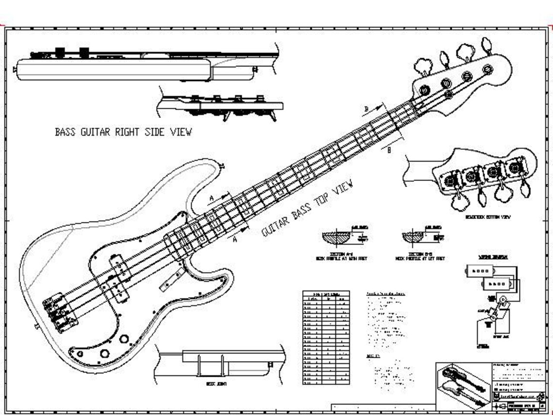 Fender Precision Bass Electric Bass 01. PDF Plans Blueprint - Etsy