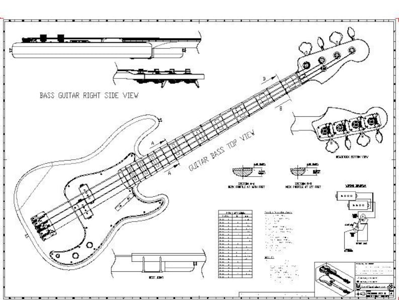 Fender Precision Bass Electric Bass 01. PDF Plans Blueprint - Etsy