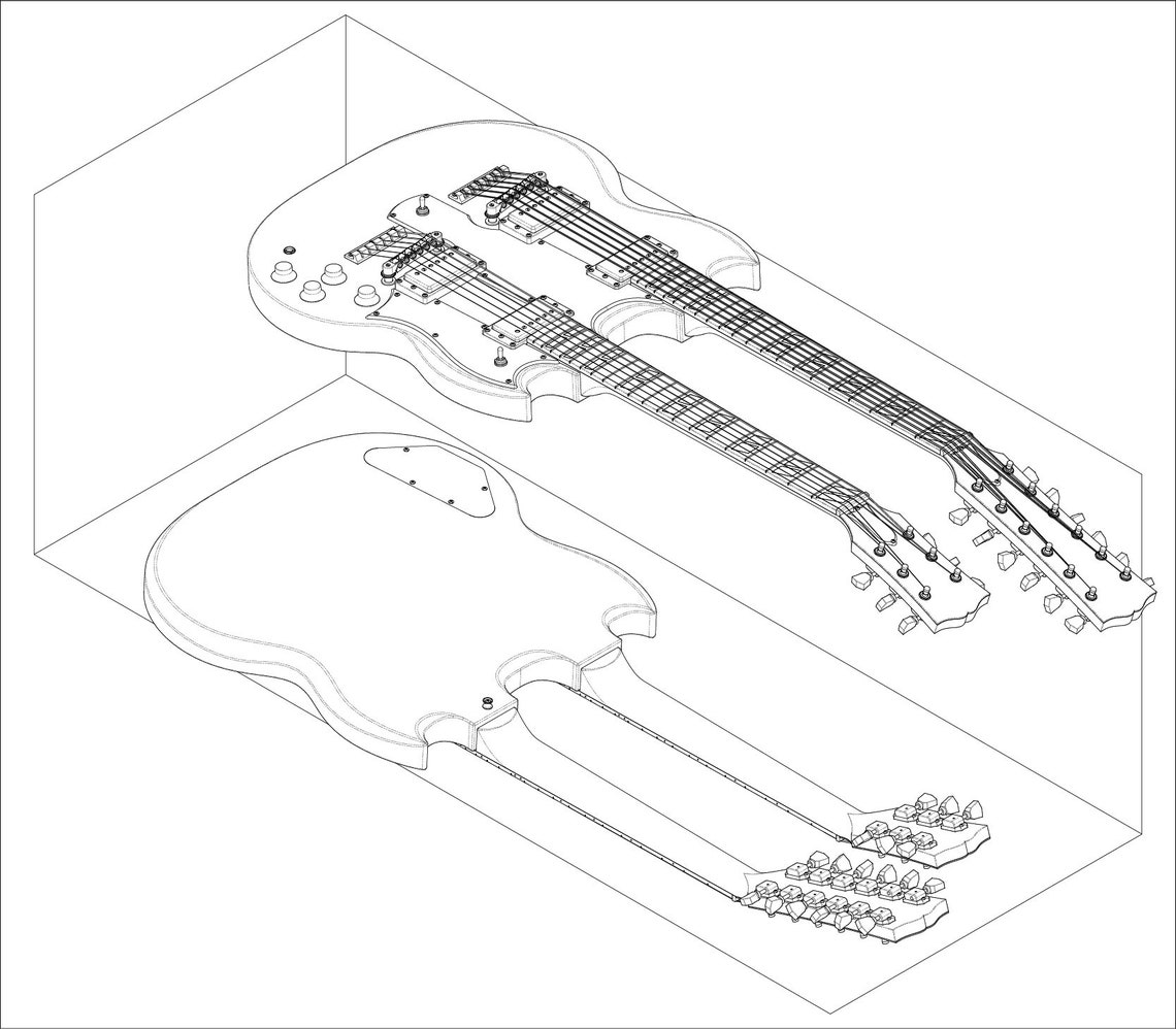 EDS-1275 (SG Double Neck) Electric Guitar 01. PDF Plans Blueprint - Etsy