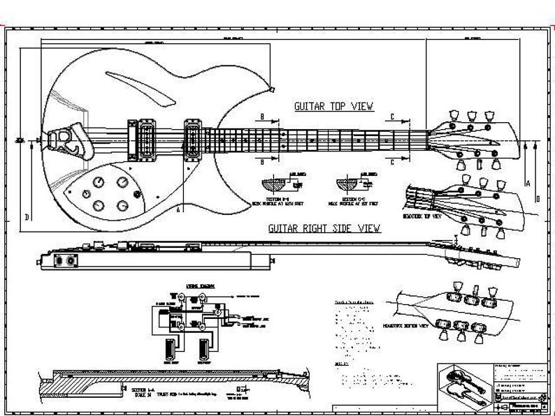 Rickenbacker 330/6 - PDF Plans Blueprint - Electric Guitar 01 - Etsy