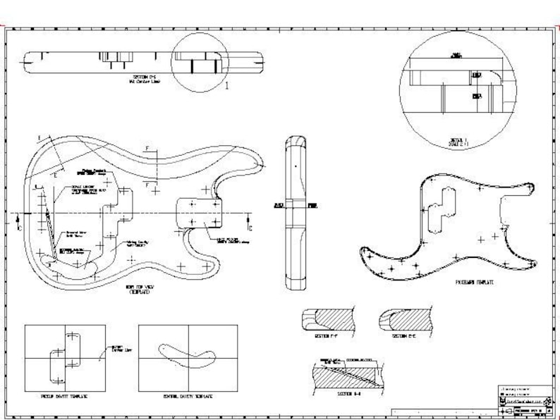 Fender Precision Bass Electric Bass 01. PDF Plans Blueprint - Etsy
