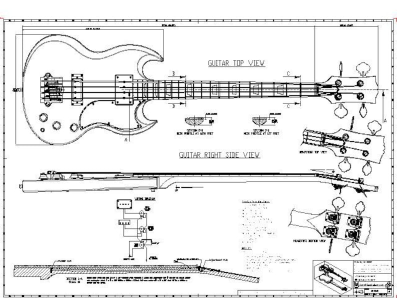 Gibson SG Bass - Electric Bass 01. PDF Pans Blueprint - Etsy