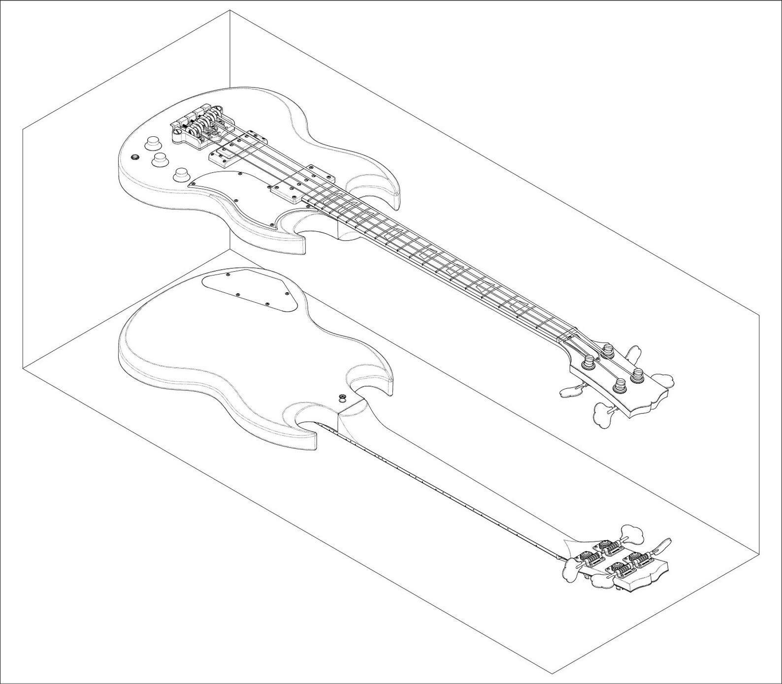 Gibson SG Bass - Electric Bass 01. PDF Pans Blueprint - Etsy
