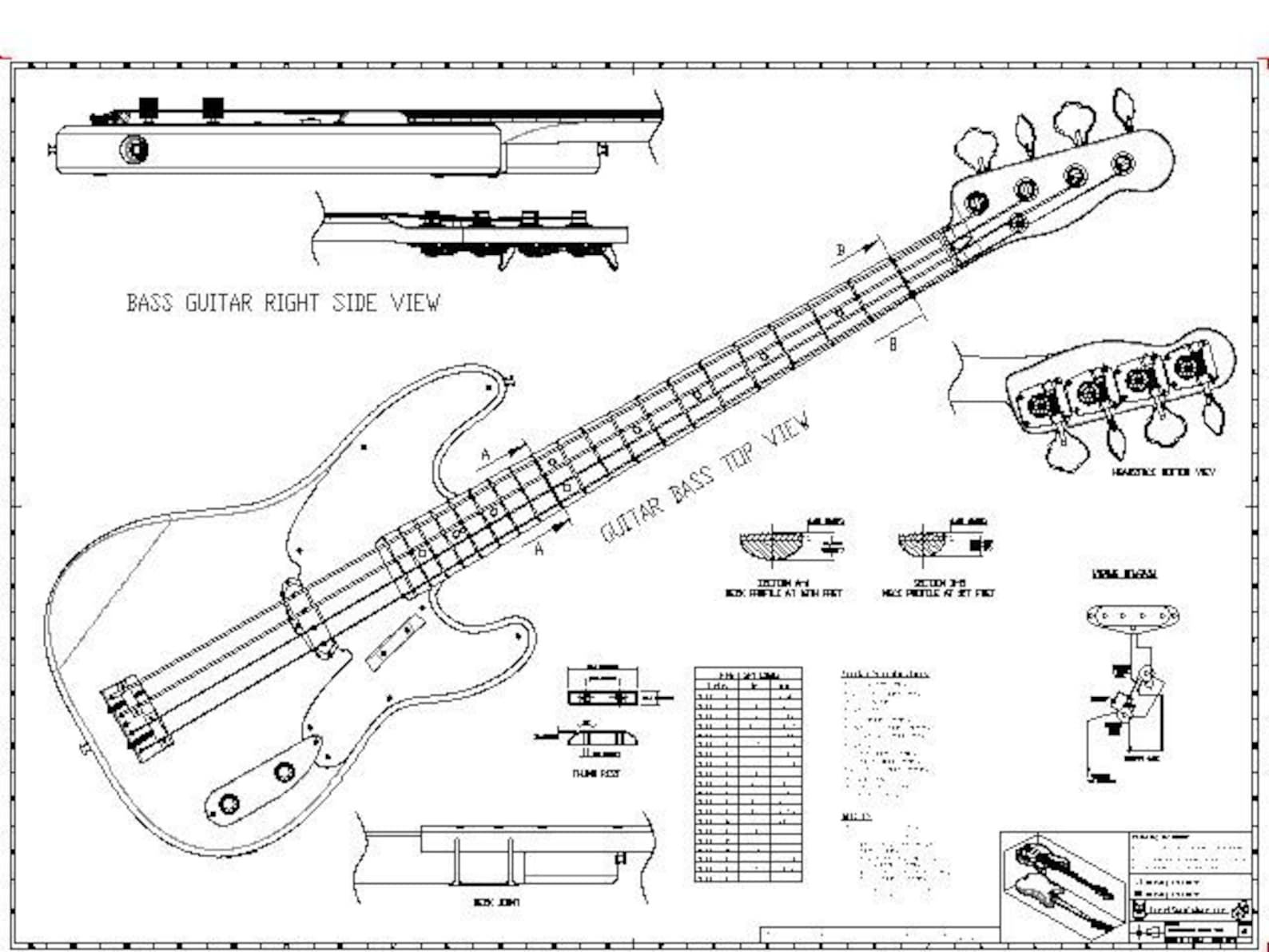 Fender Precision Bass '53 Electric Bass 03. PDF Plans Blueprint - Etsy