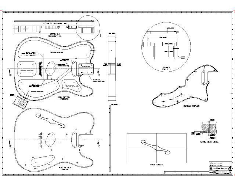 Telecaster Thinline '69 Electric Guitar PDF Plans Blueprint 07 - Etsy